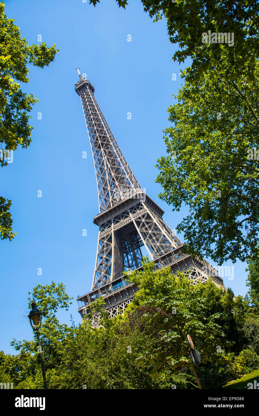 Eiffel tower on bright summer day Stock Photo - Alamy