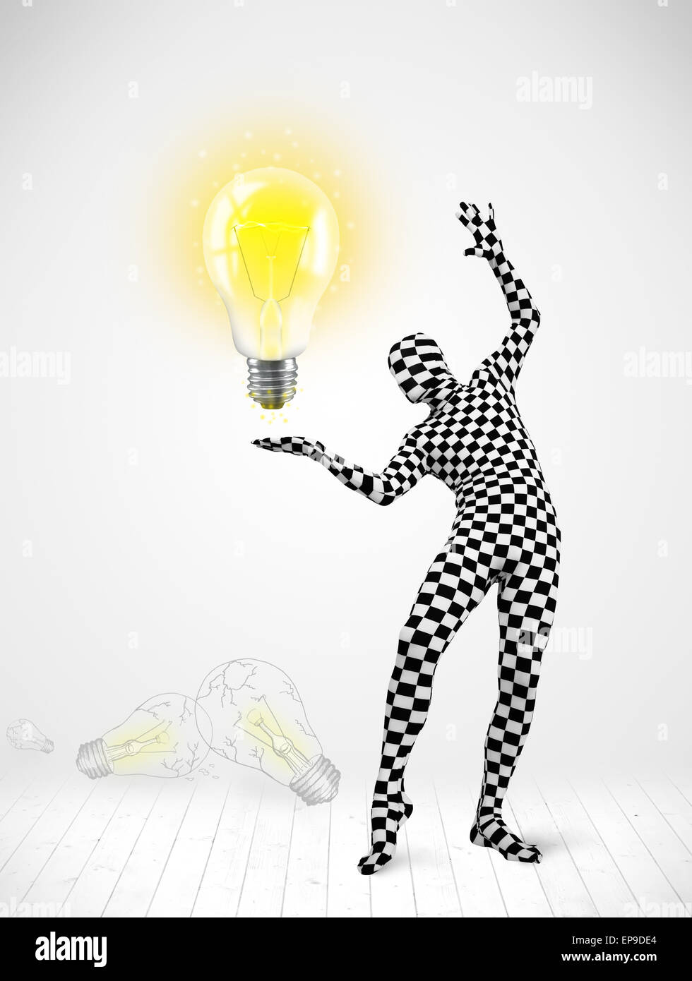 Man in full body with glowing light bulb Stock Photo - Alamy