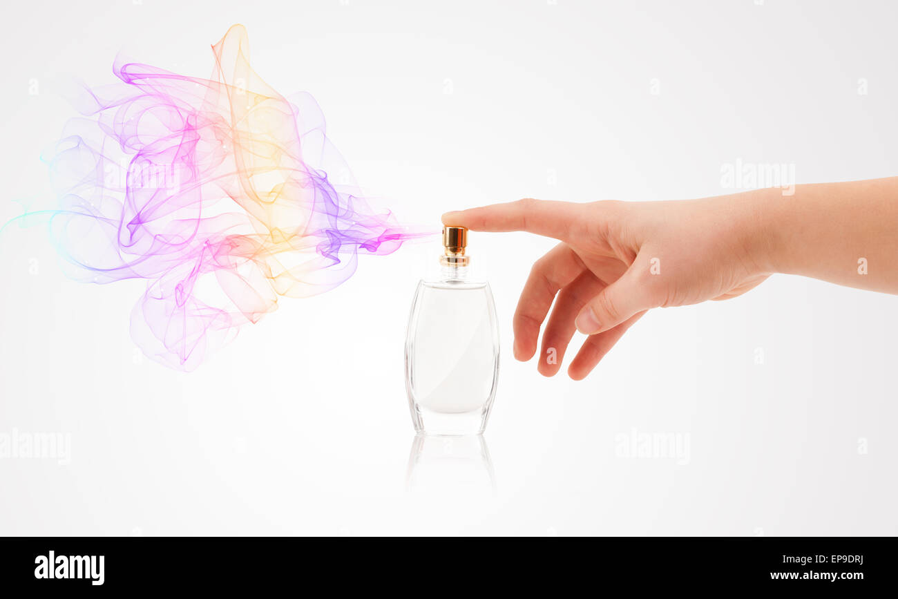 woman hands spraying perfume Stock Photo - Alamy