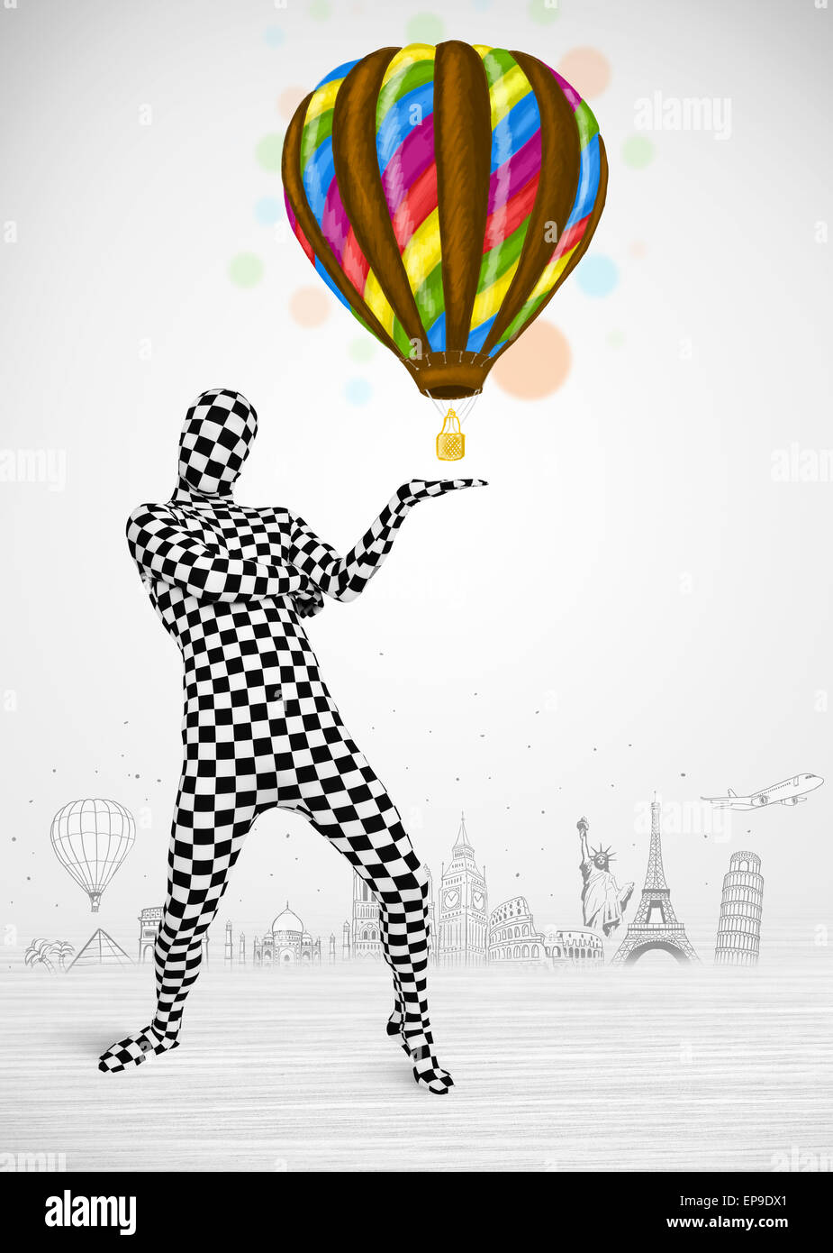 man in full body suit holding balloon Stock Photo - Alamy