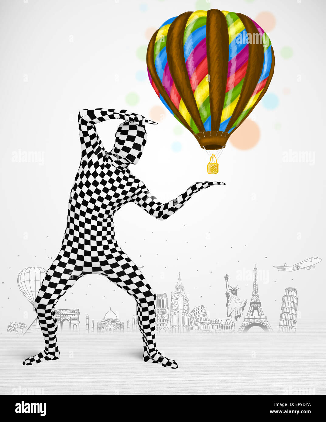 man in full body suit holding balloon Stock Photo - Alamy