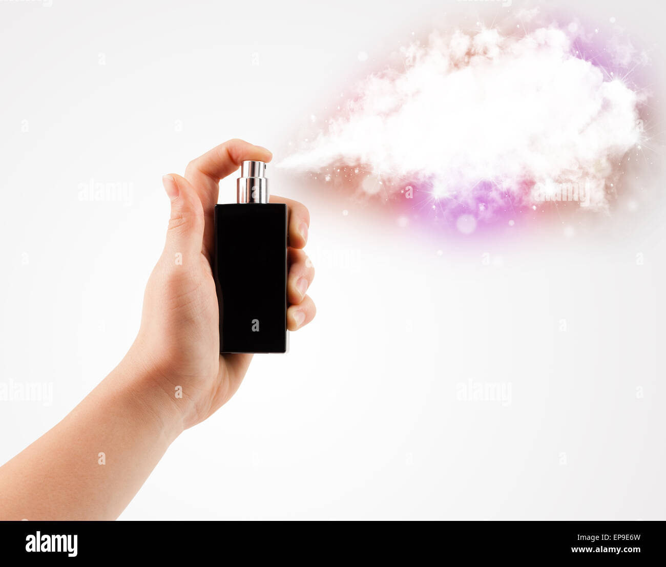 woman hands spraying colorful cloud Stock Photo - Alamy