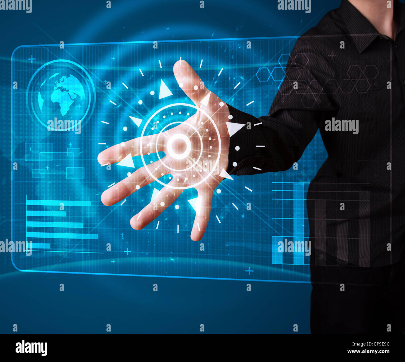 Smart man pressing virtual buttons hi-res stock photography and images ...