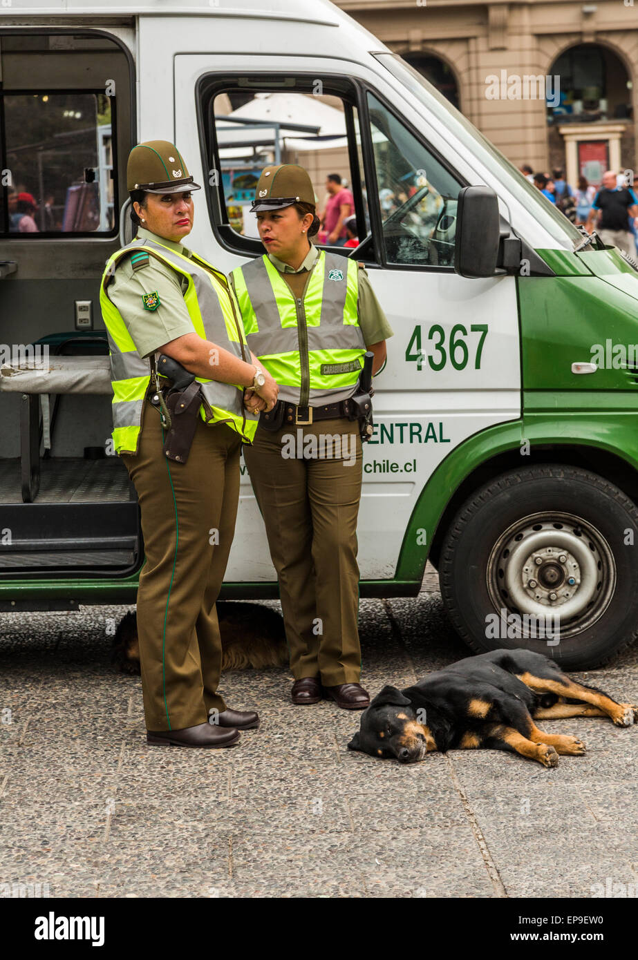 two women police officers, Plaza de Armas, Santiago, Chile Stock Photo ...