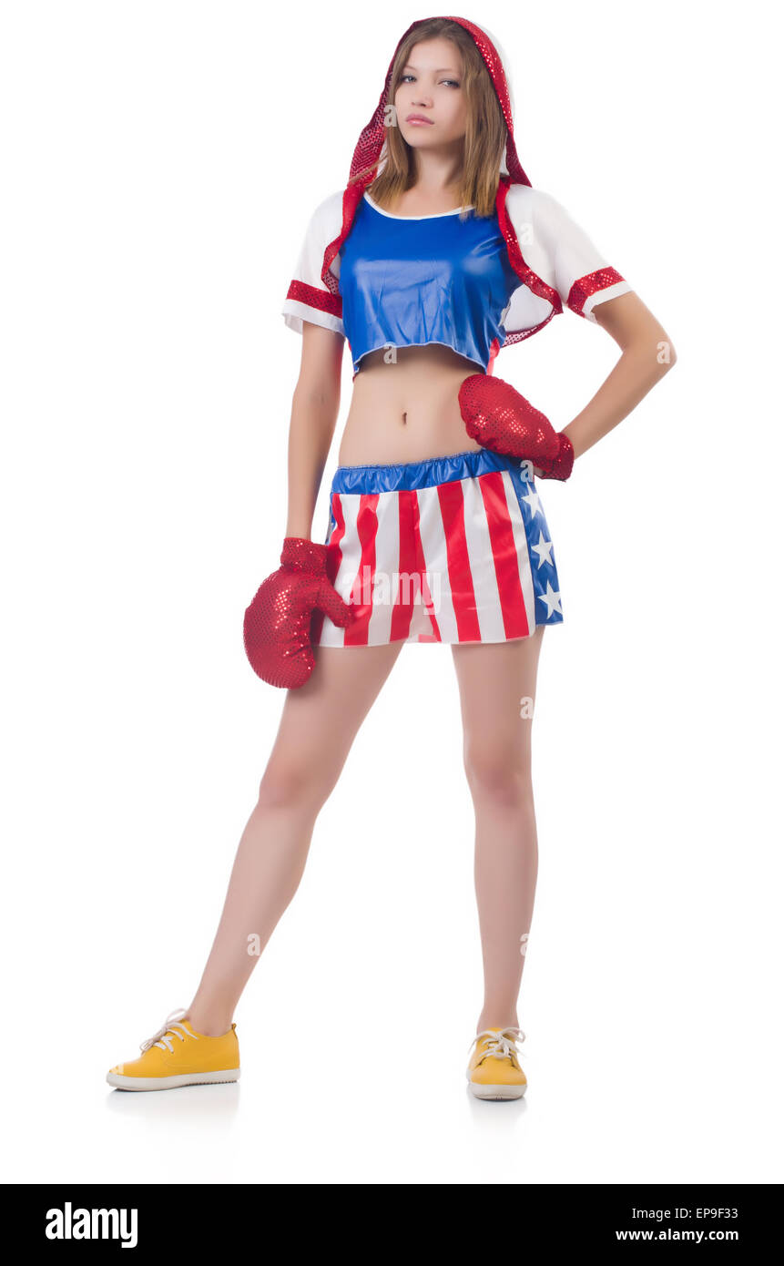 Woman boxer in uniform with US symbols Stock Photo - Alamy