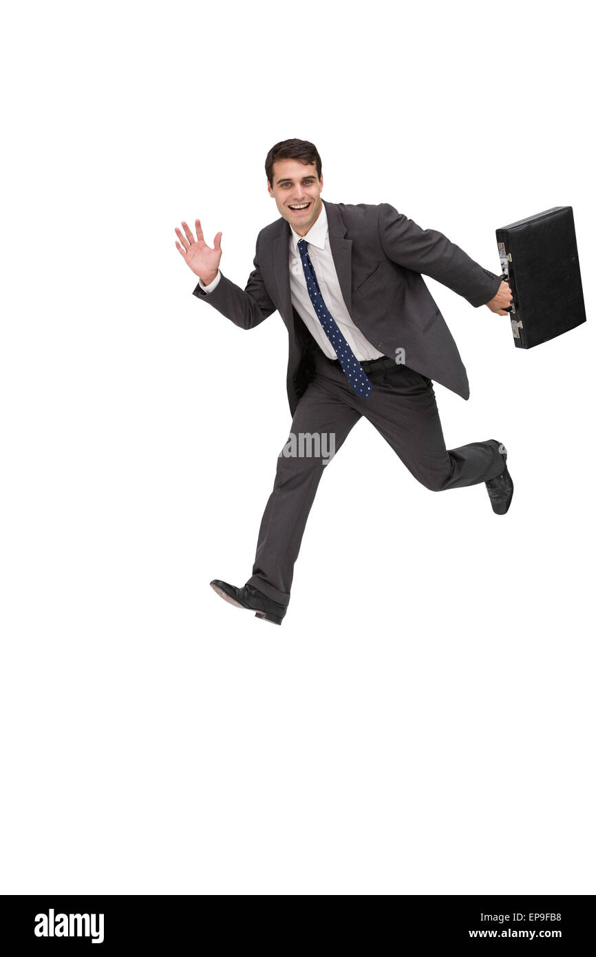 Young happy man running suit Cut Out Stock Images & Pictures - Alamy