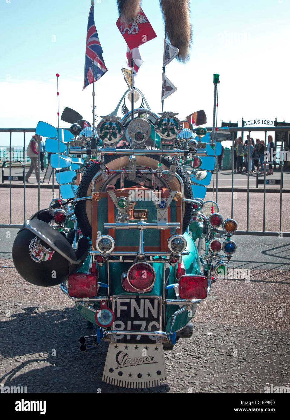 The rear of a mod's customised scooter in Brighton Stock Photo - Alamy