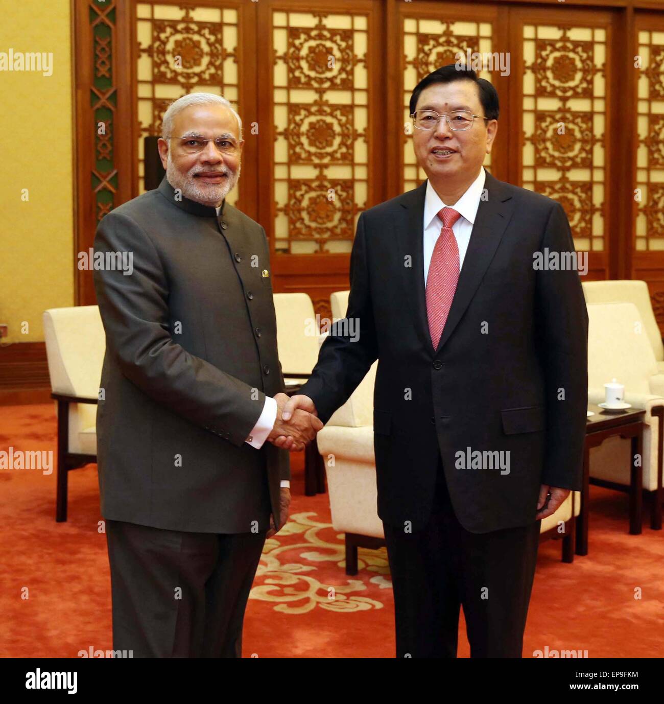 Beijing, China. 15th May, 2015. Zhang Dejiang (R), chairman of the ...