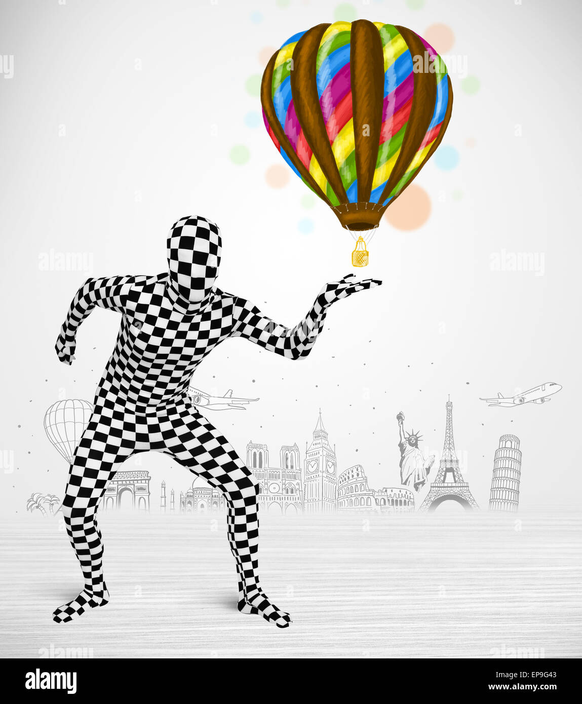 man in full body suit holding balloon Stock Photo - Alamy