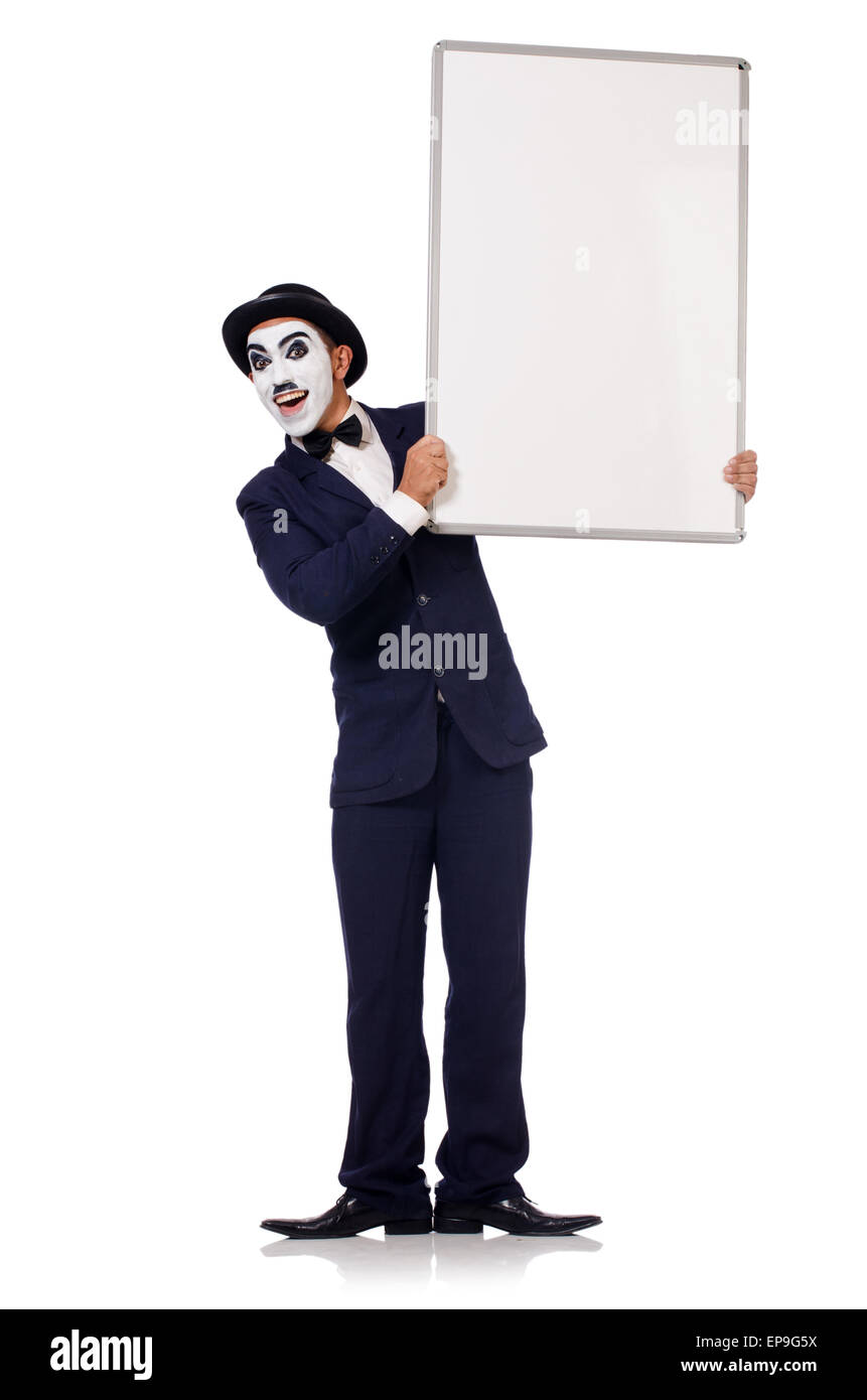 Funny man with blank board Stock Photo - Alamy