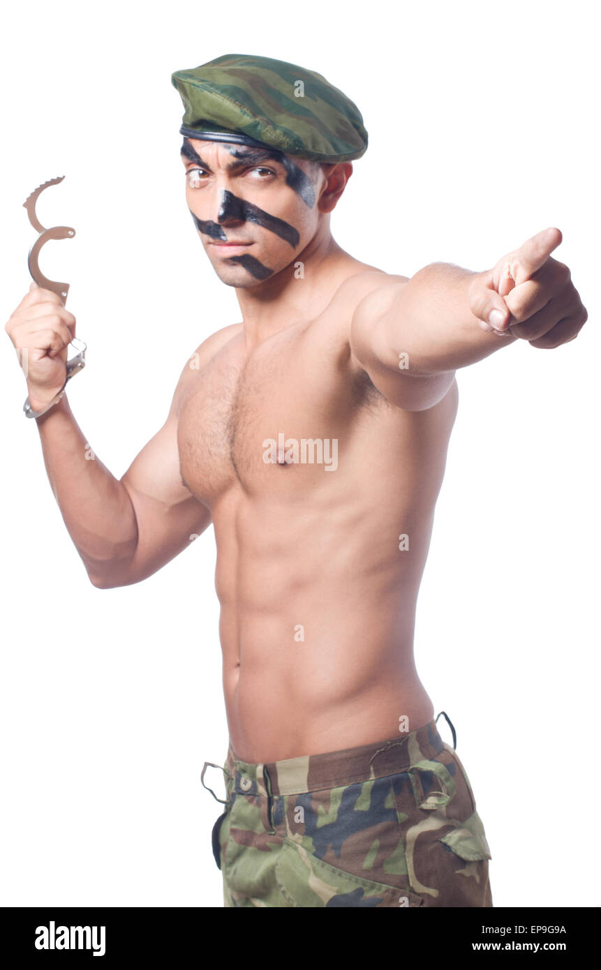 Soldier isolated on the white background Stock Photo - Alamy