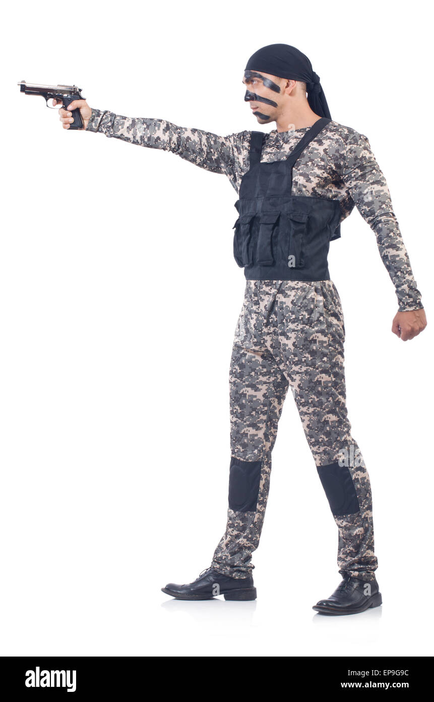 Soldier isolated on the white background Stock Photo - Alamy