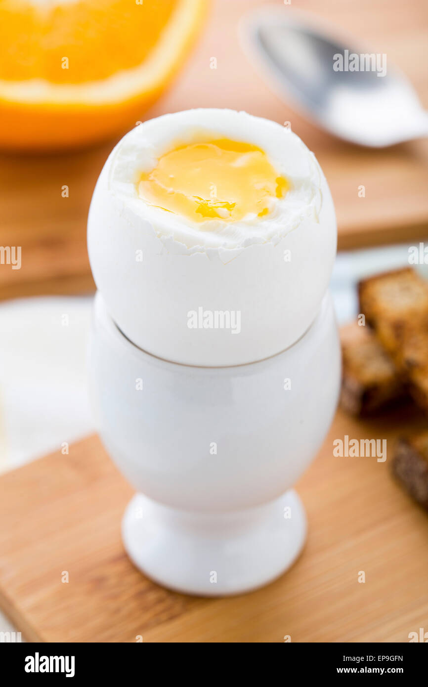 Breakfast with soft boiled eggs and toast soldiers Stock Photo - Alamy