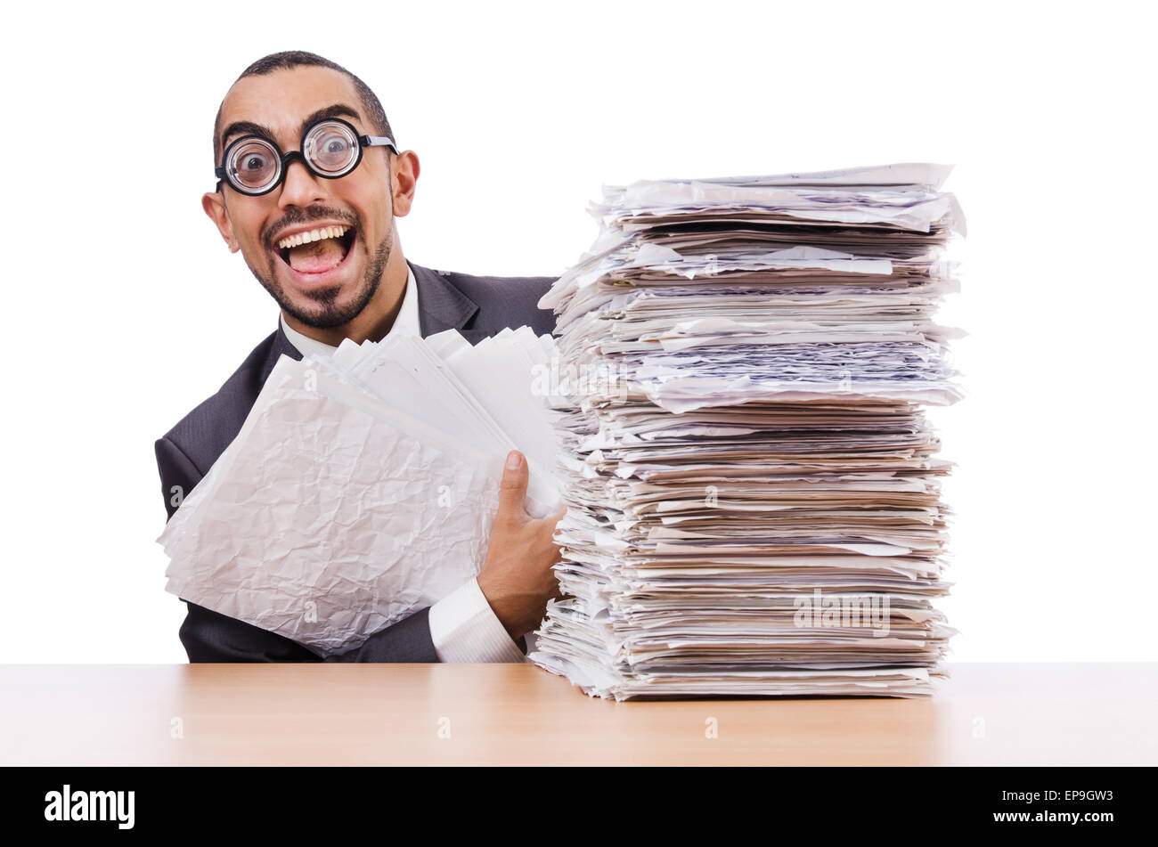 Man with too much work to do Stock Photo - Alamy