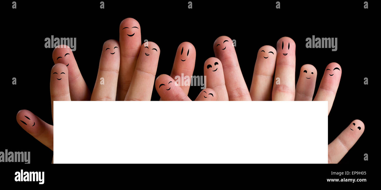 Happy group of finger smileys 4 Stock Photo - Alamy