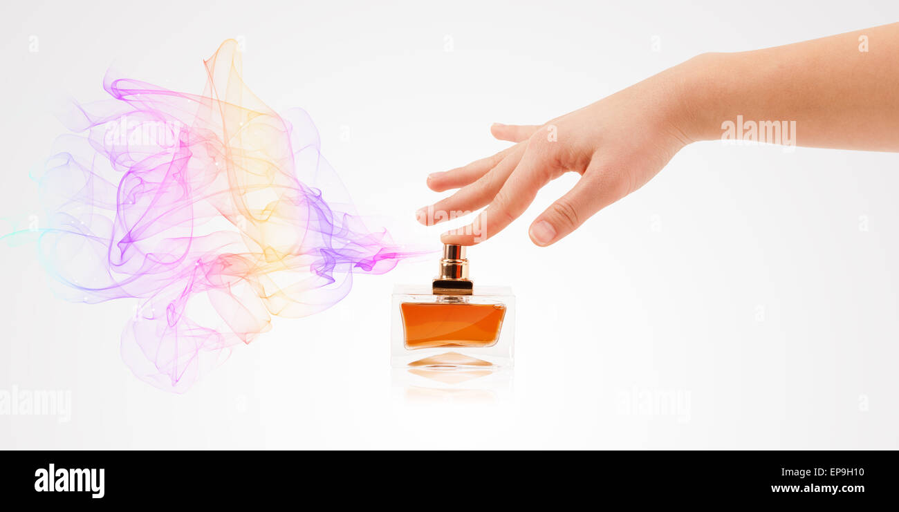 woman hands spraying perfume Stock Photo - Alamy