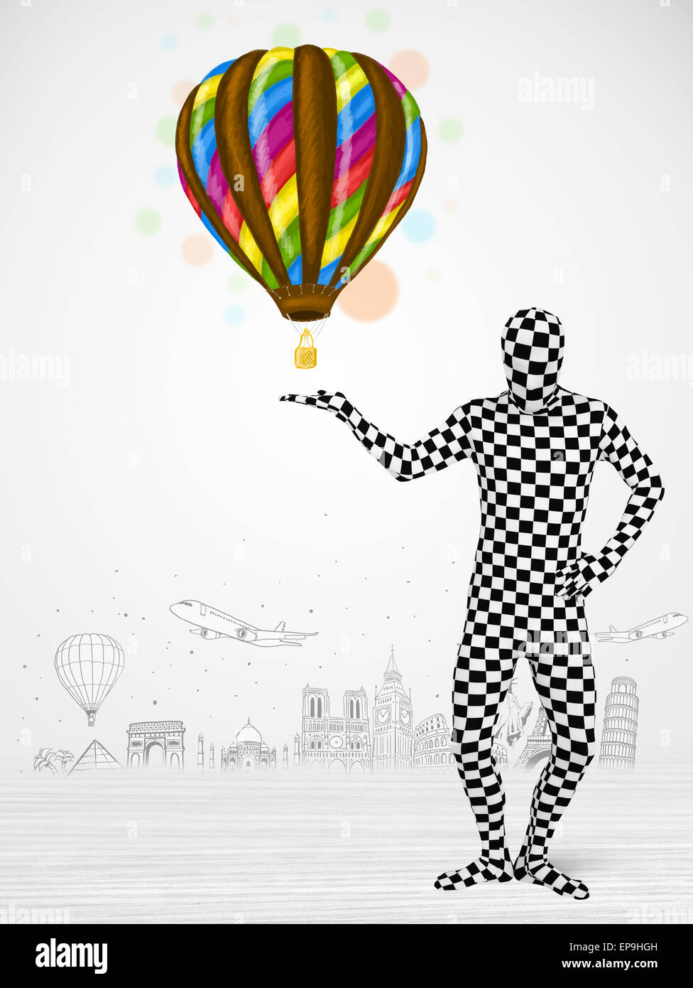 man in full body suit holding balloon Stock Photo - Alamy
