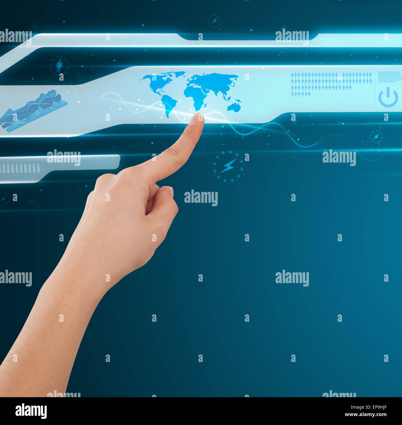 Businessman pressing high tech type of modern buttons Stock Photo - Alamy