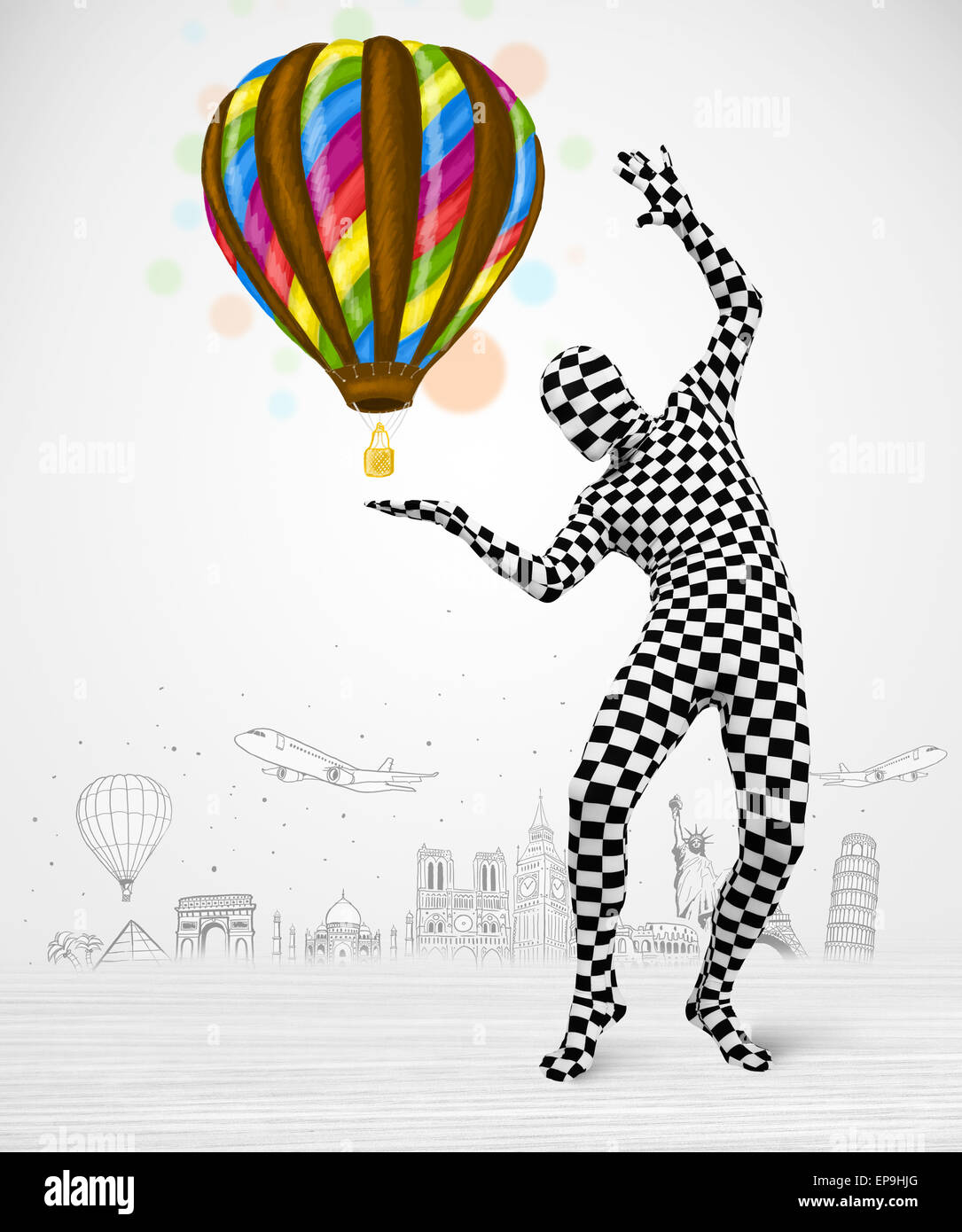 man in full body suit holding balloon Stock Photo - Alamy