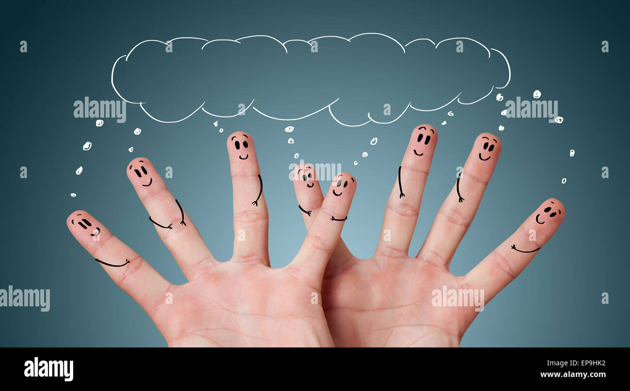happy group of finger smileys Stock Photo - Alamy