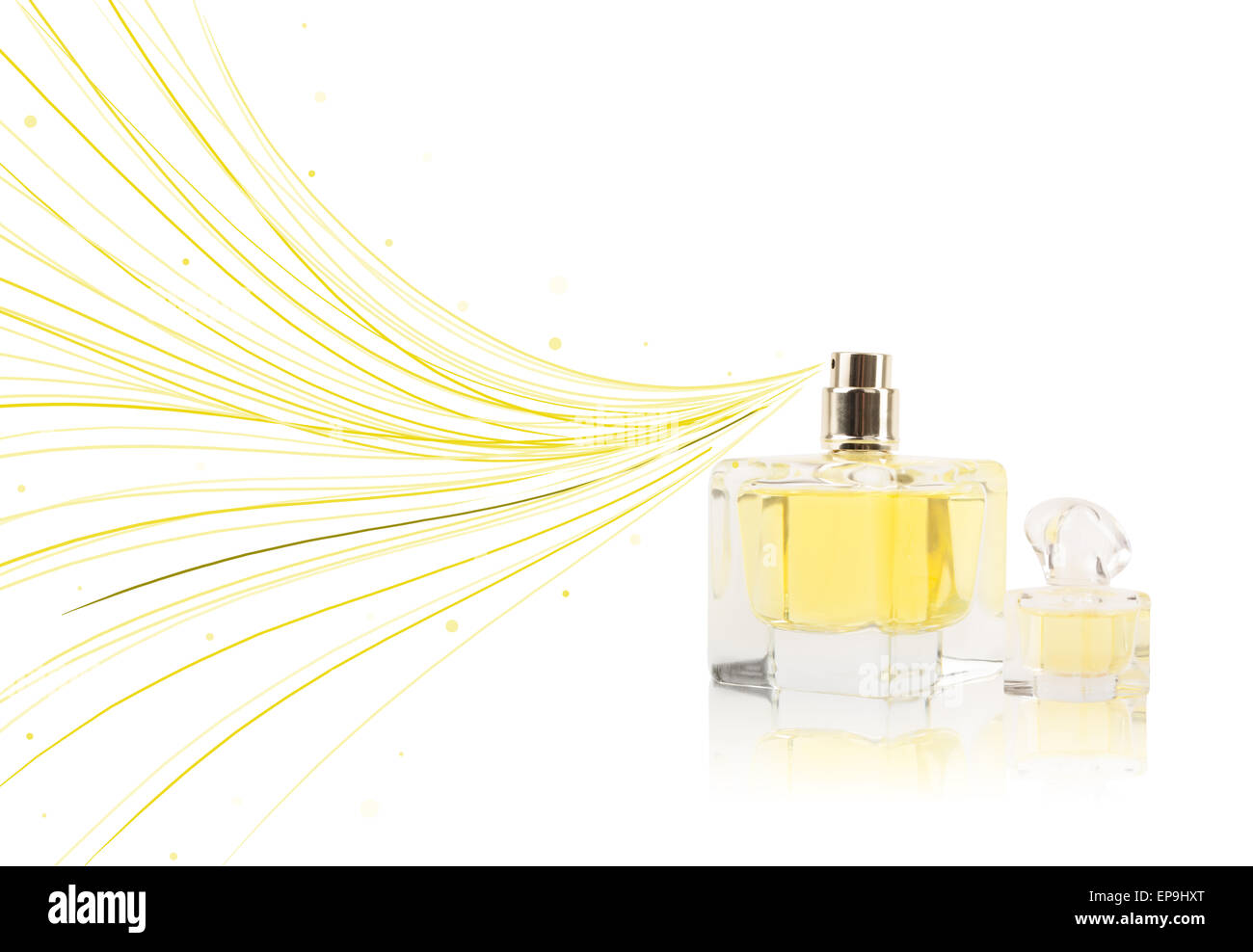 Perfume bottle spraying colorful lines Stock Photo - Alamy