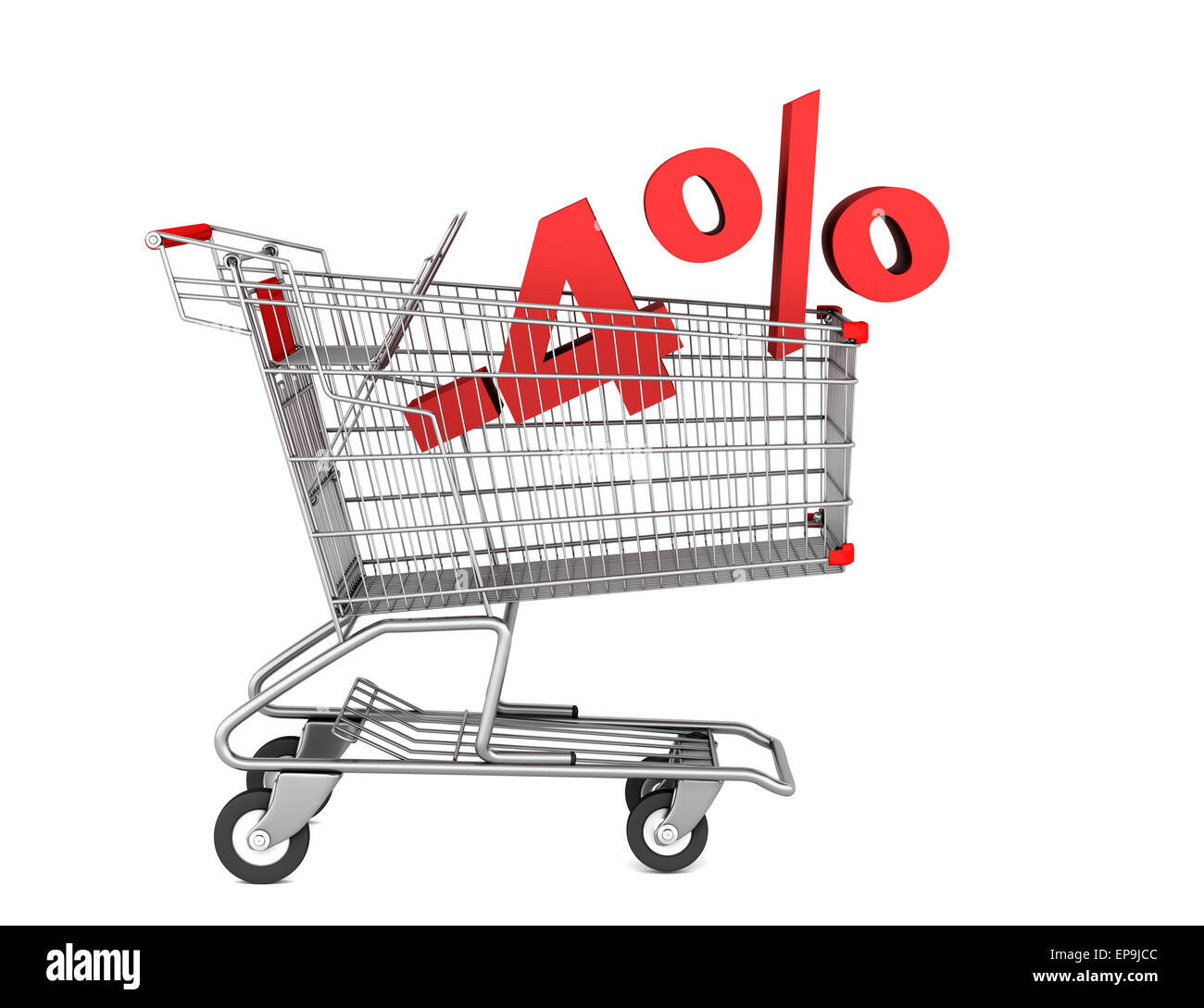 shopping cart with 4 percent discount isolated Stock Photo - Alamy