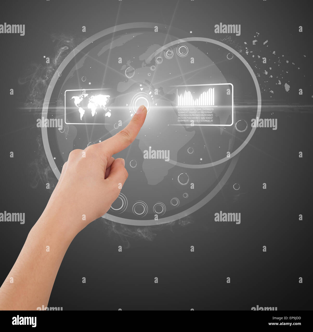 Businessman pressing high tech type of modern buttons Stock Photo - Alamy