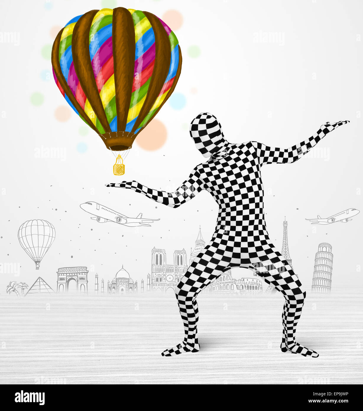 man in full body suit holding balloon Stock Photo - Alamy