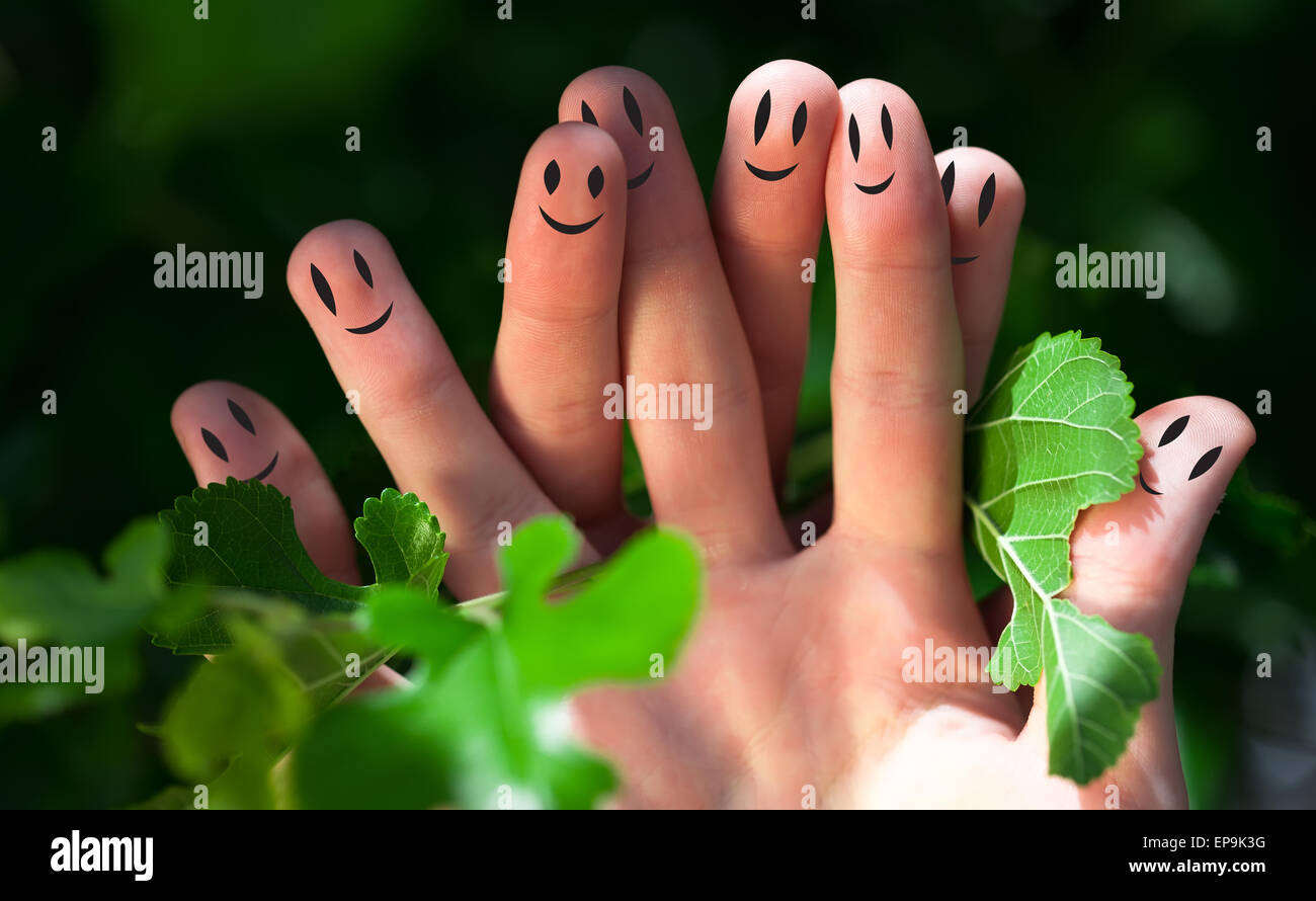 group of finger smileys in nature Stock Photo - Alamy