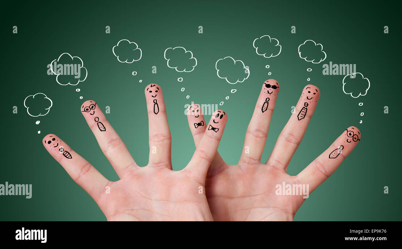 Funny finger smileys with bubbles Stock Photo - Alamy