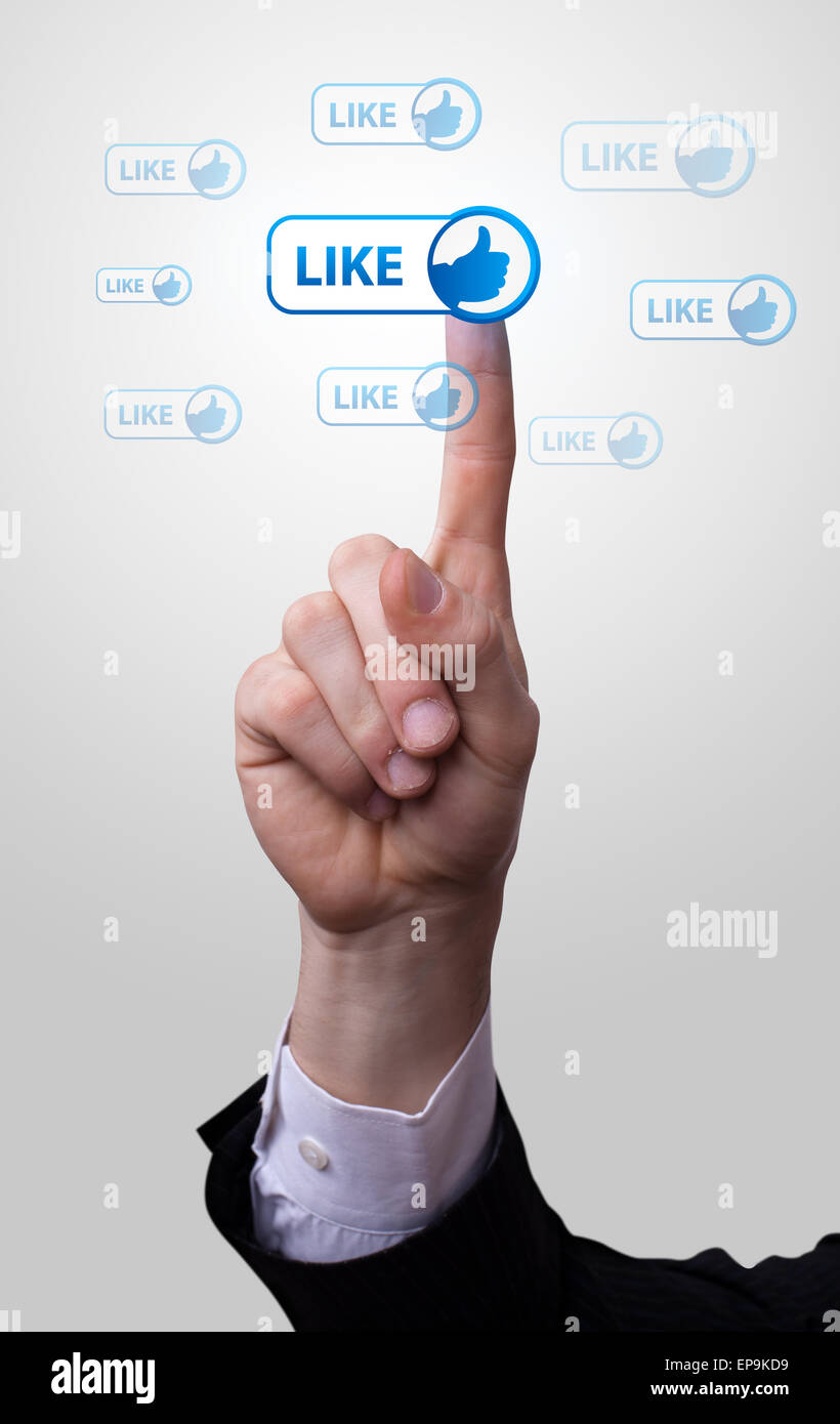 hand pressing like button Stock Photo - Alamy