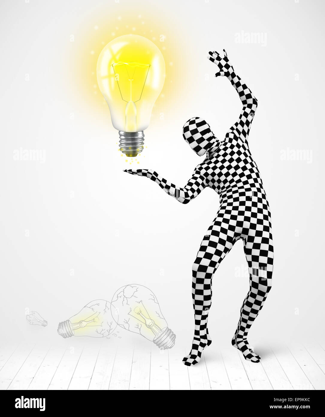 Man in full body with glowing light bulb Stock Photo - Alamy