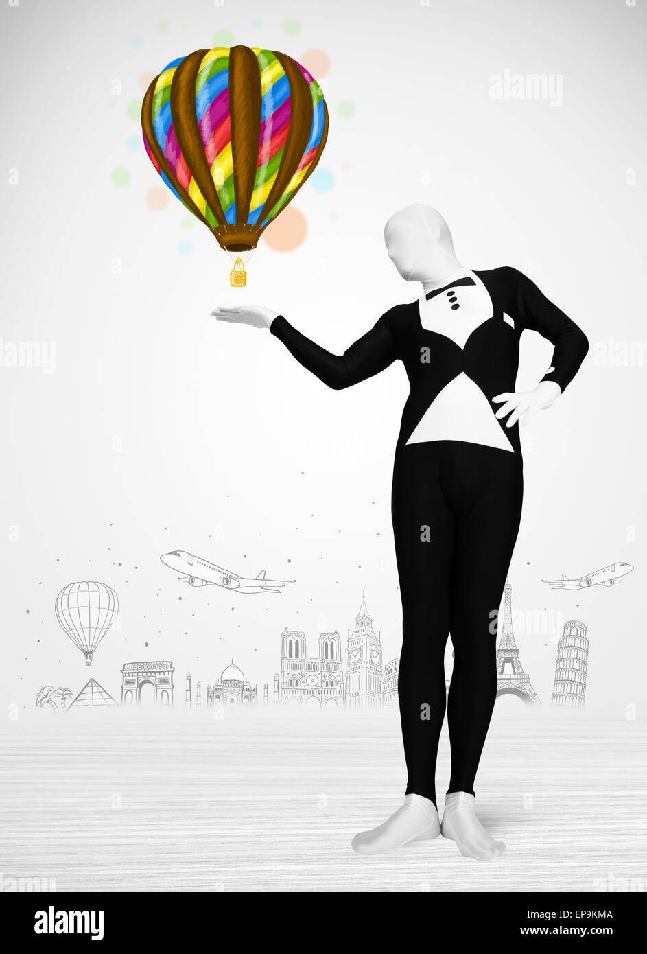 man in full body suit holding balloon Stock Photo - Alamy