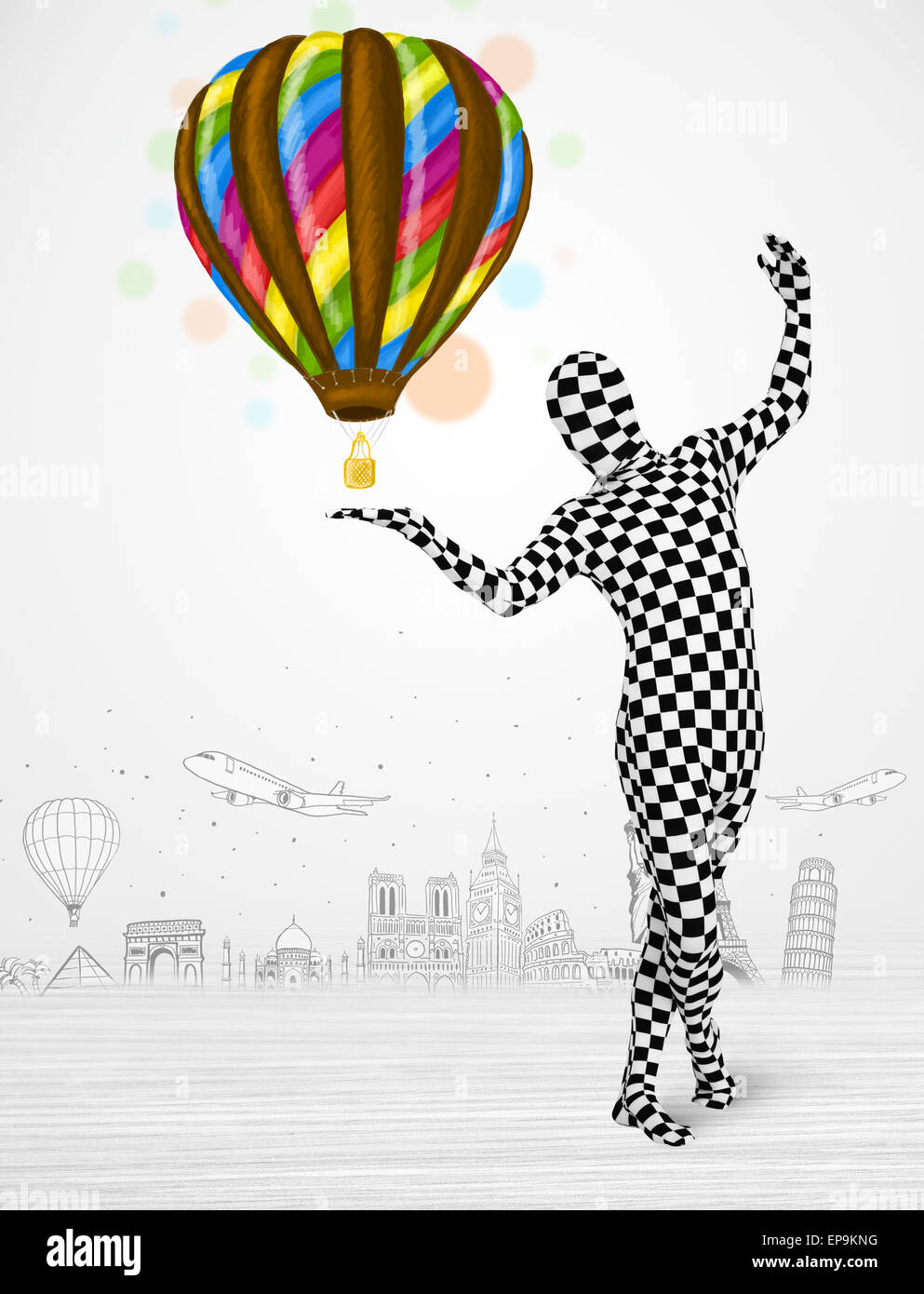 man in full body suit holding balloon Stock Photo - Alamy