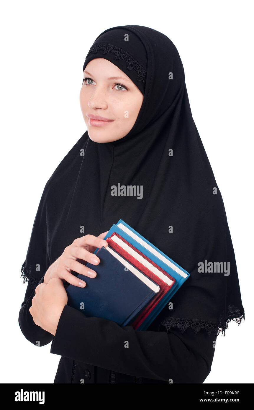 Young muslim female student with books Stock Photo - Alamy