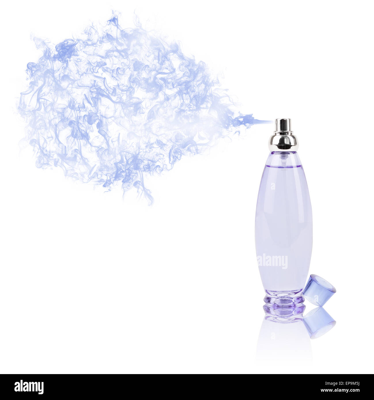 Perfume bottle spraying colored scent Stock Photo - Alamy