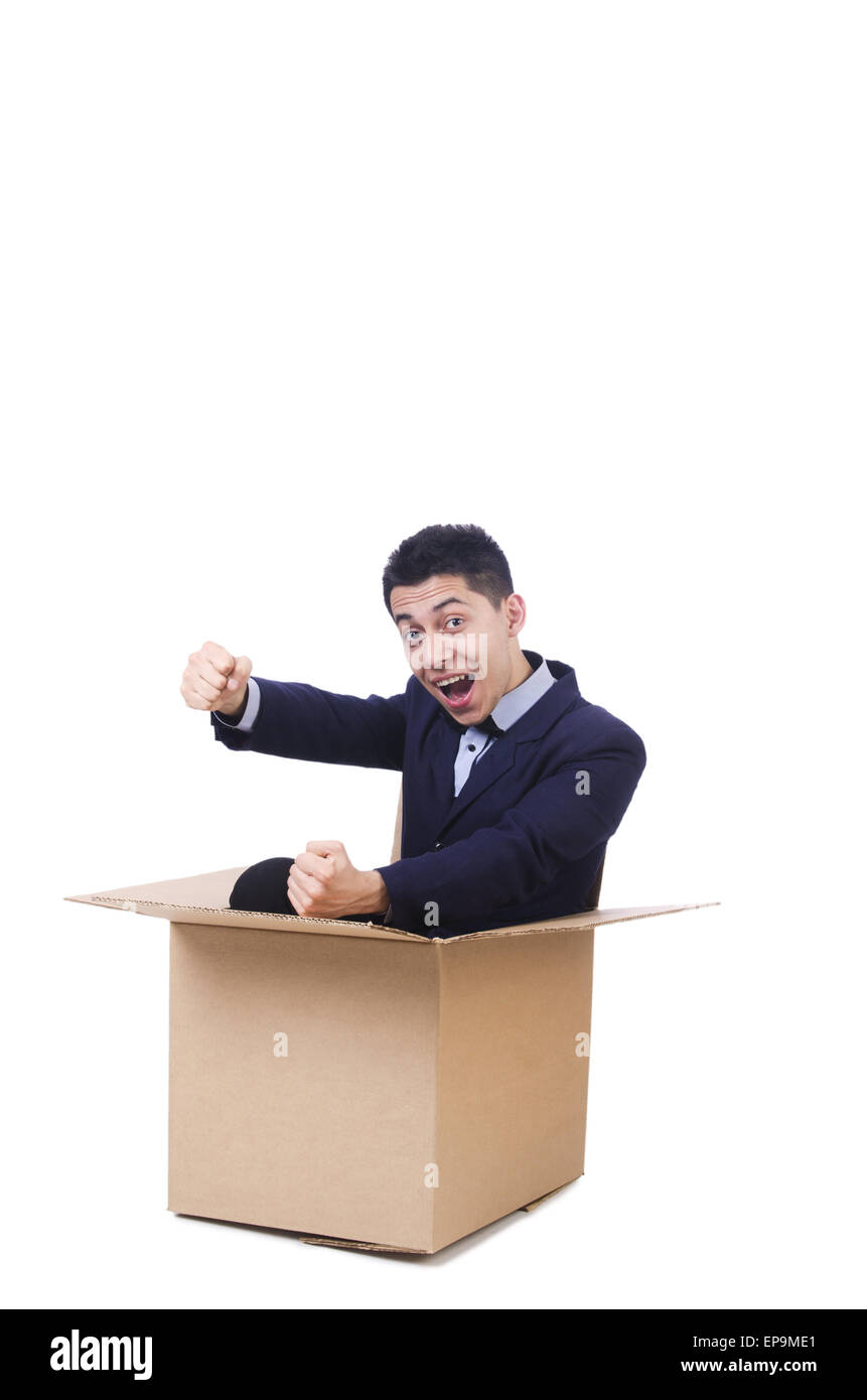 Funny man in the box Stock Photo - Alamy