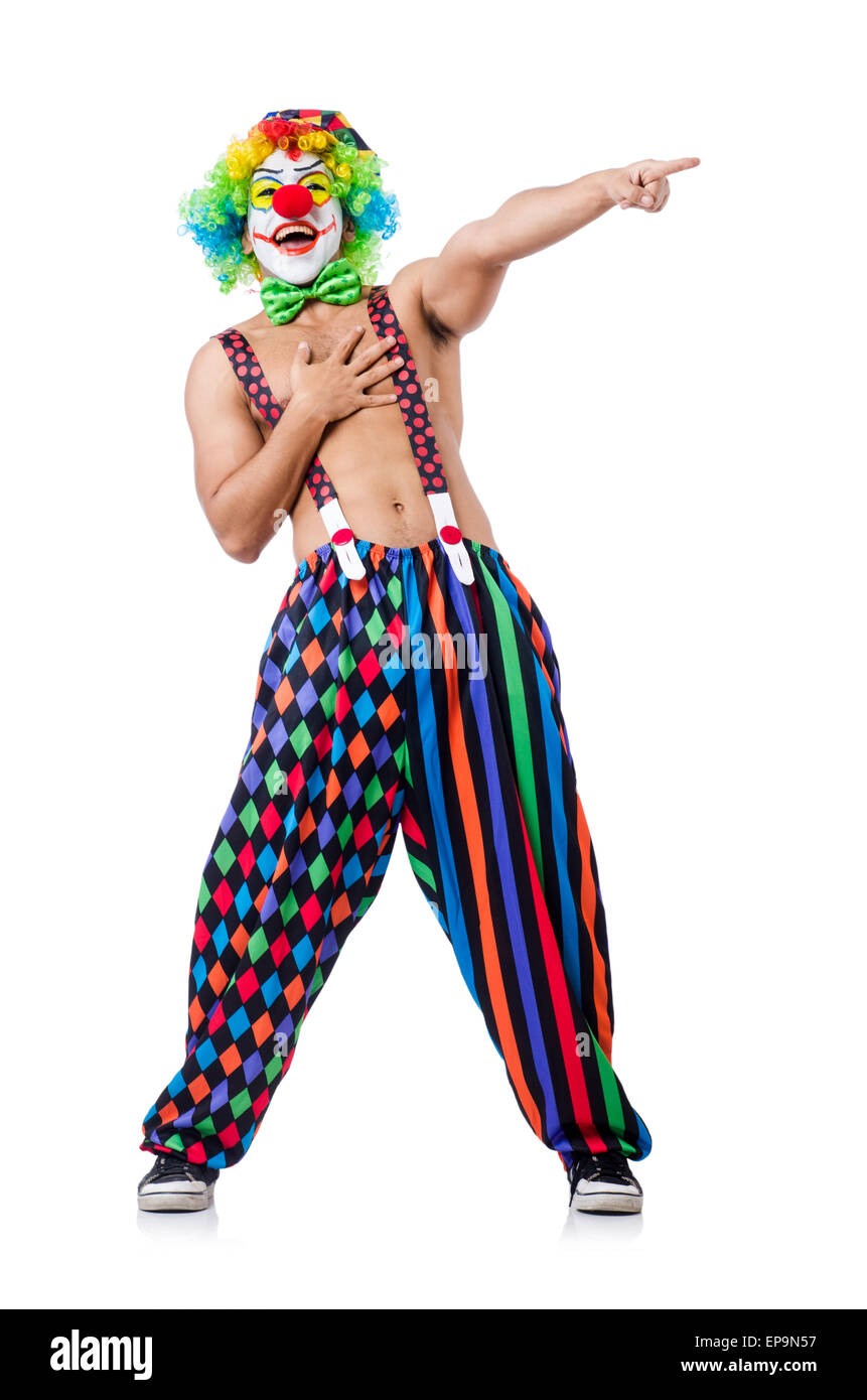 Funny clown isolated on white Stock Photo - Alamy