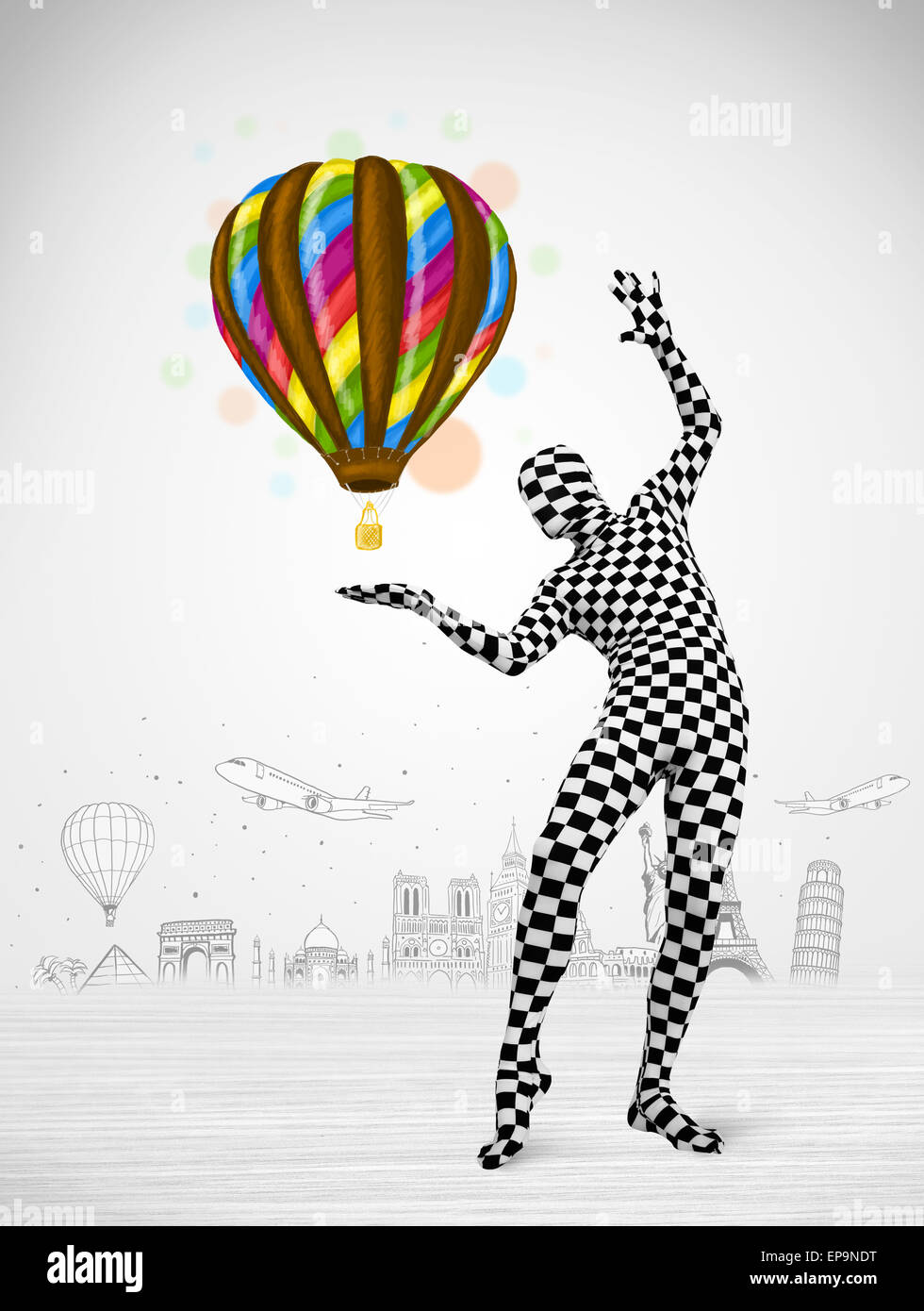 man in full body suit holding balloon Stock Photo - Alamy
