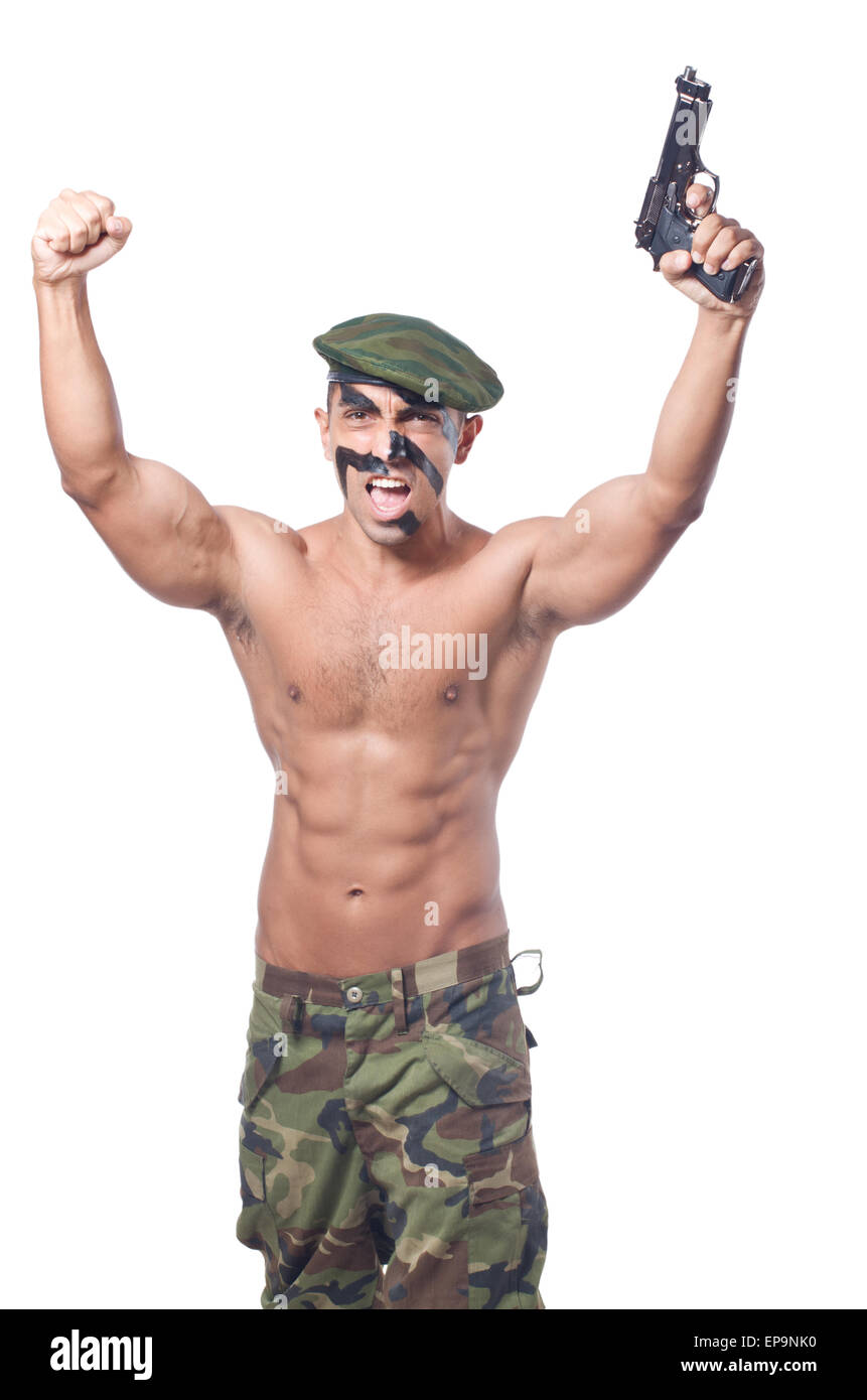 Soldier isolated on the white background Stock Photo - Alamy