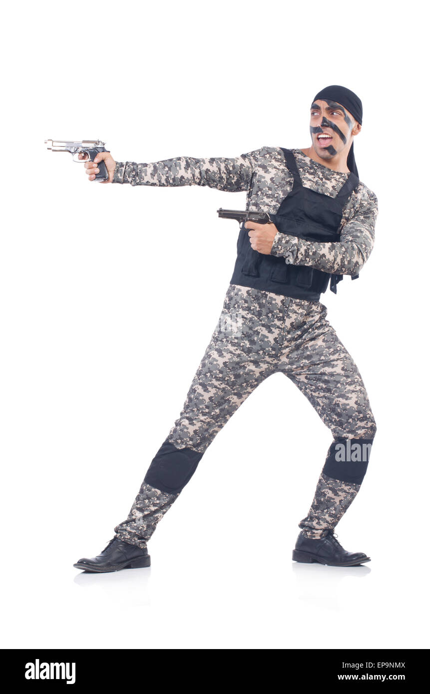 Soldier isolated on the white background Stock Photo - Alamy