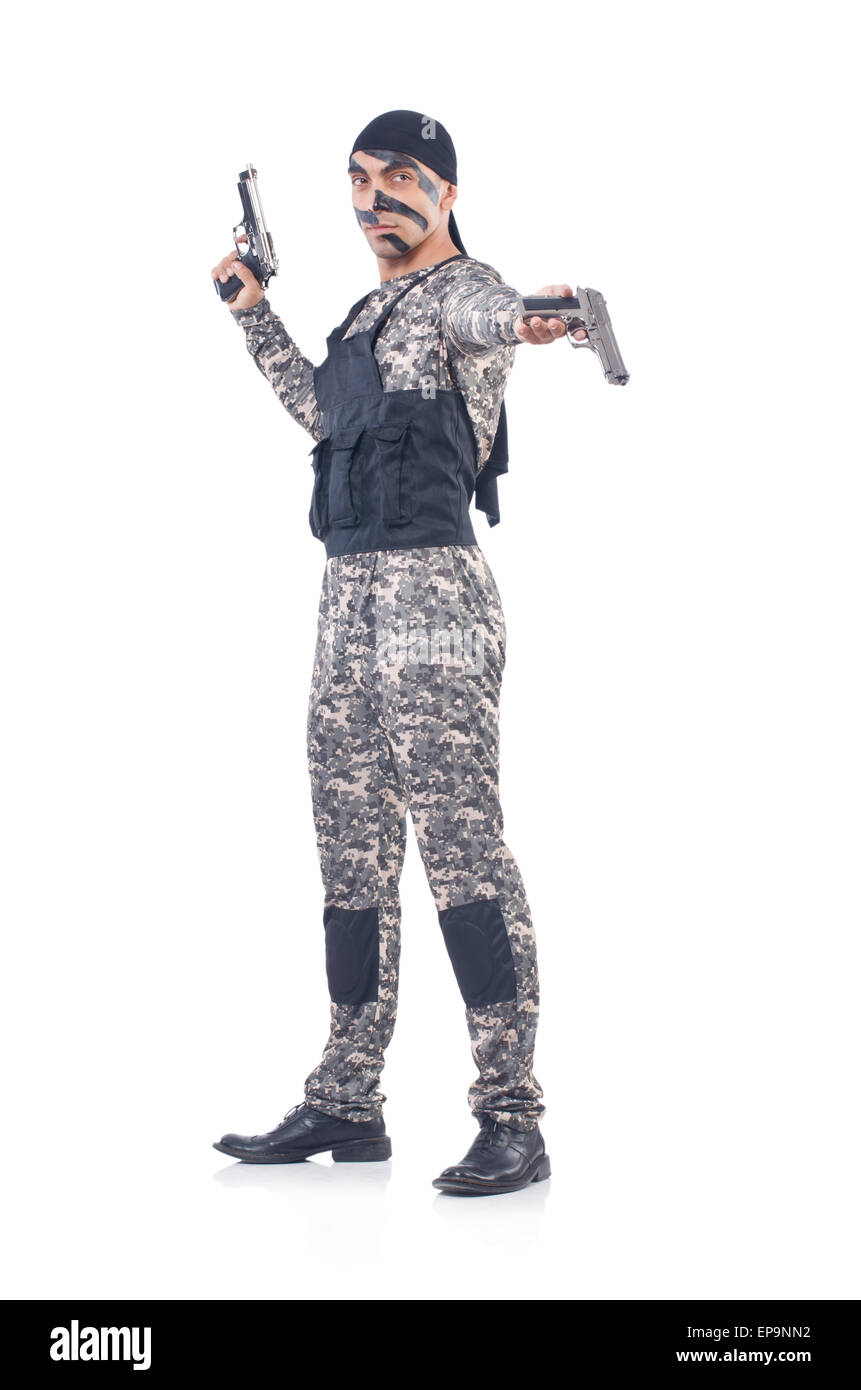 Soldier isolated on the white background Stock Photo - Alamy