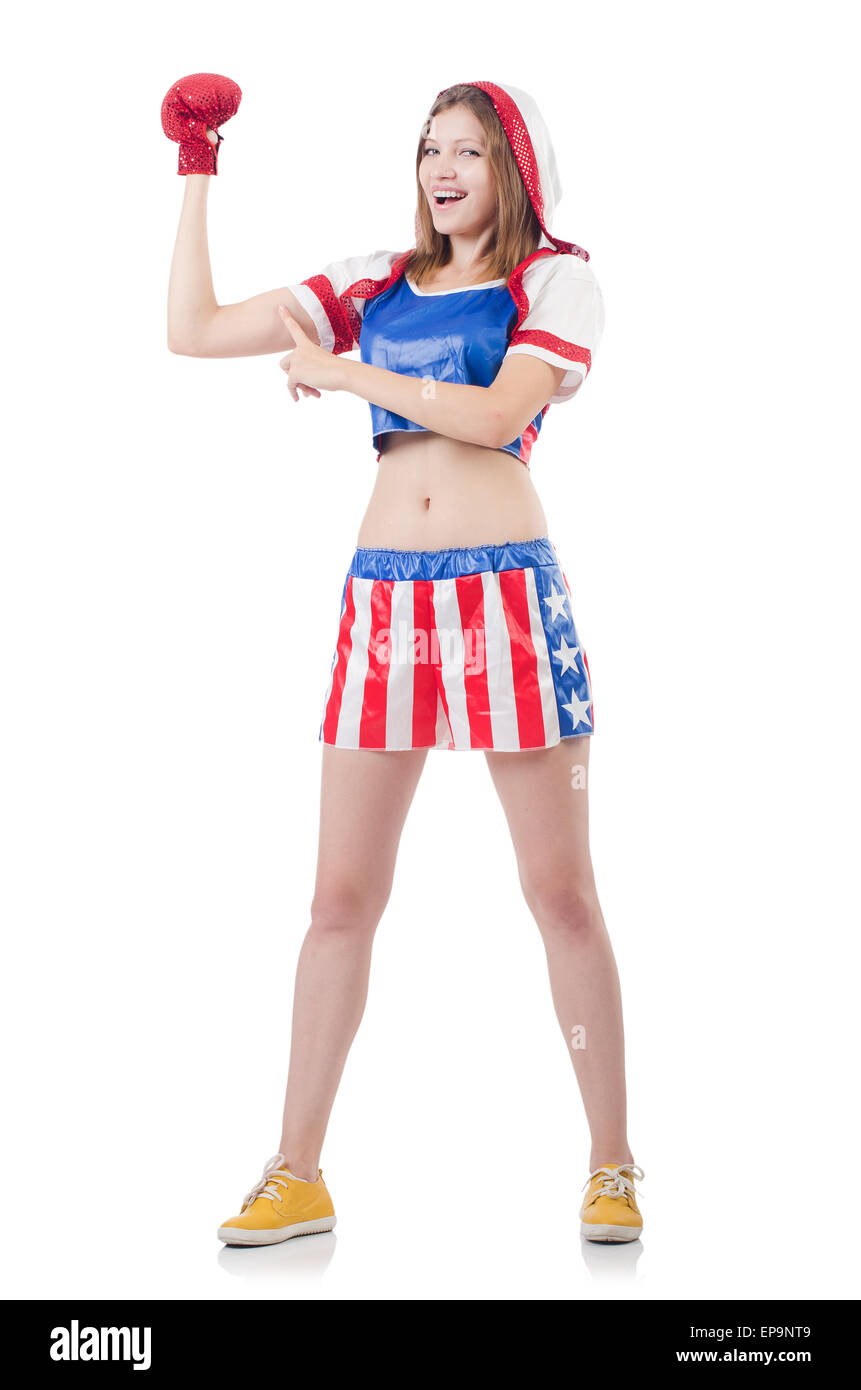 Woman boxer in uniform with US symbols Stock Photo - Alamy