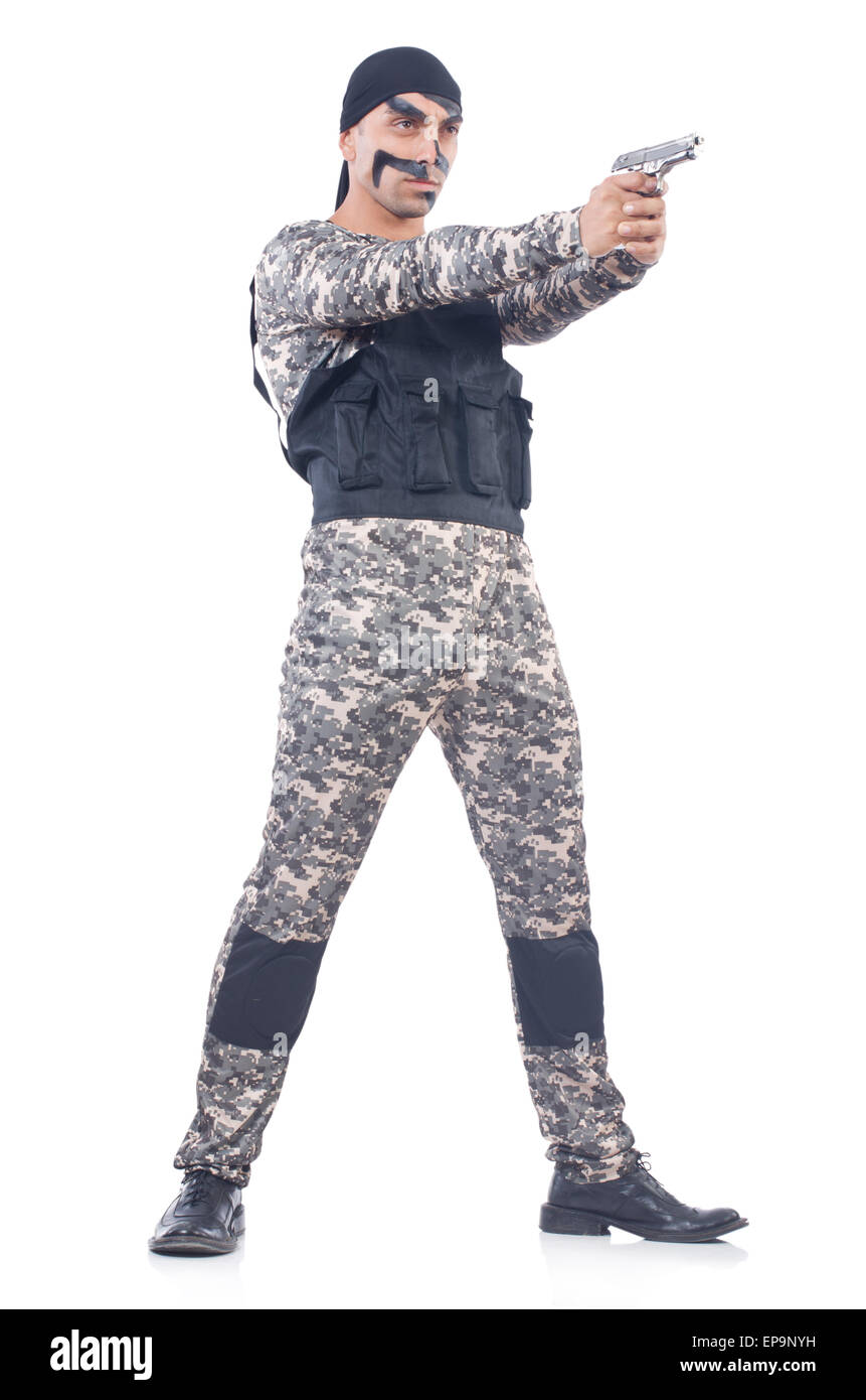 Soldier isolated on the white background Stock Photo - Alamy
