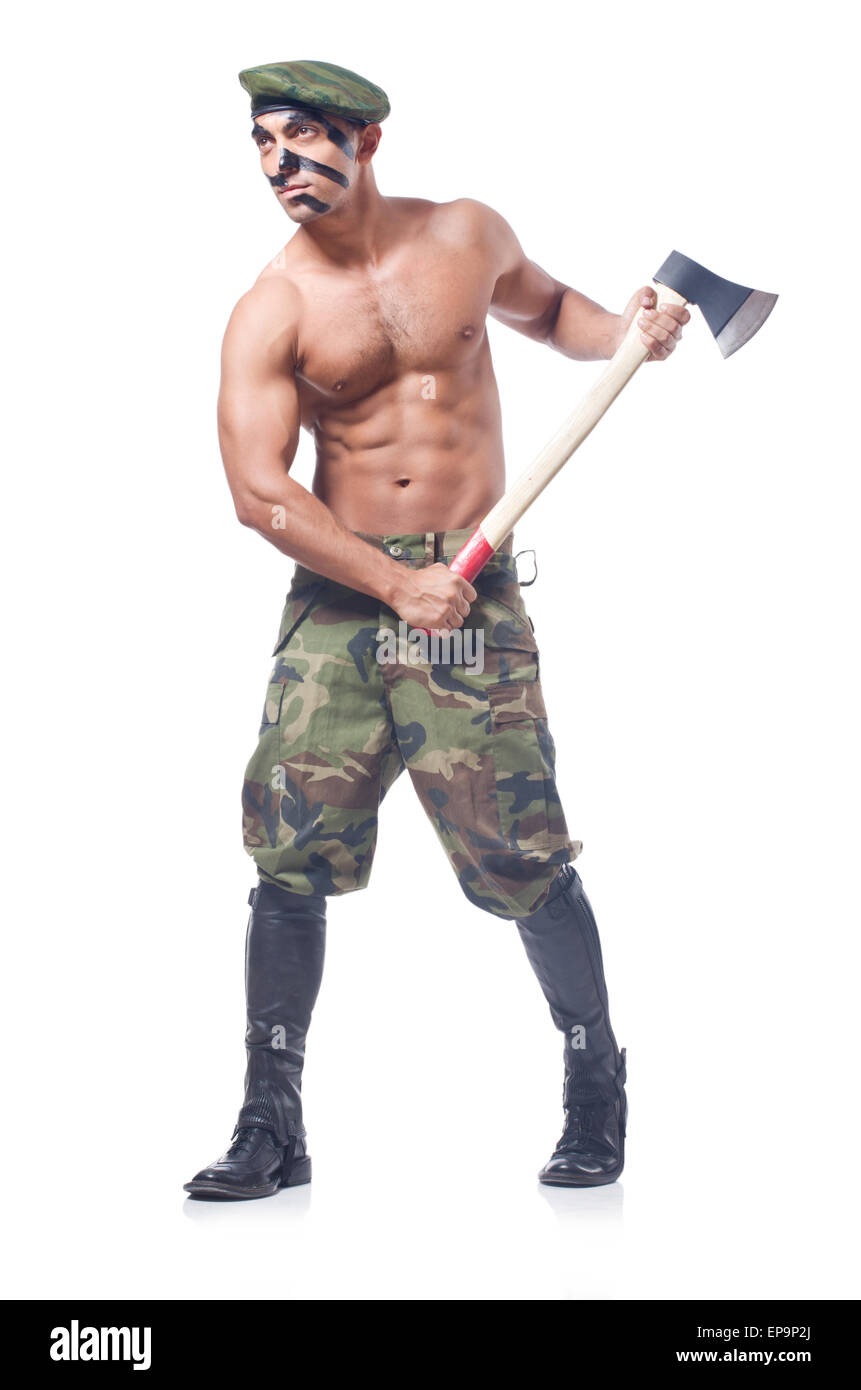 Soldier isolated on the white background Stock Photo - Alamy