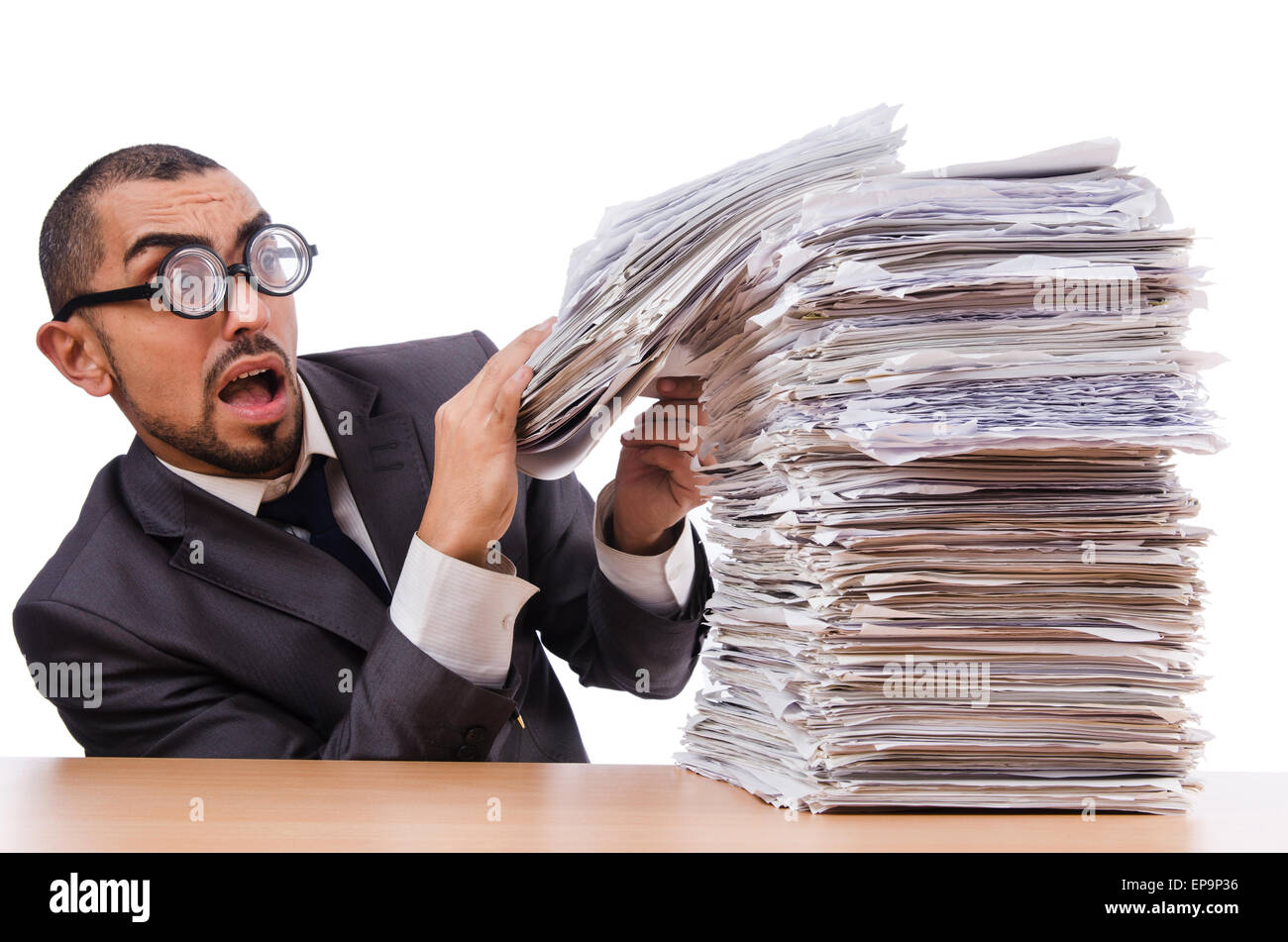 Man with too much work to do Stock Photo - Alamy