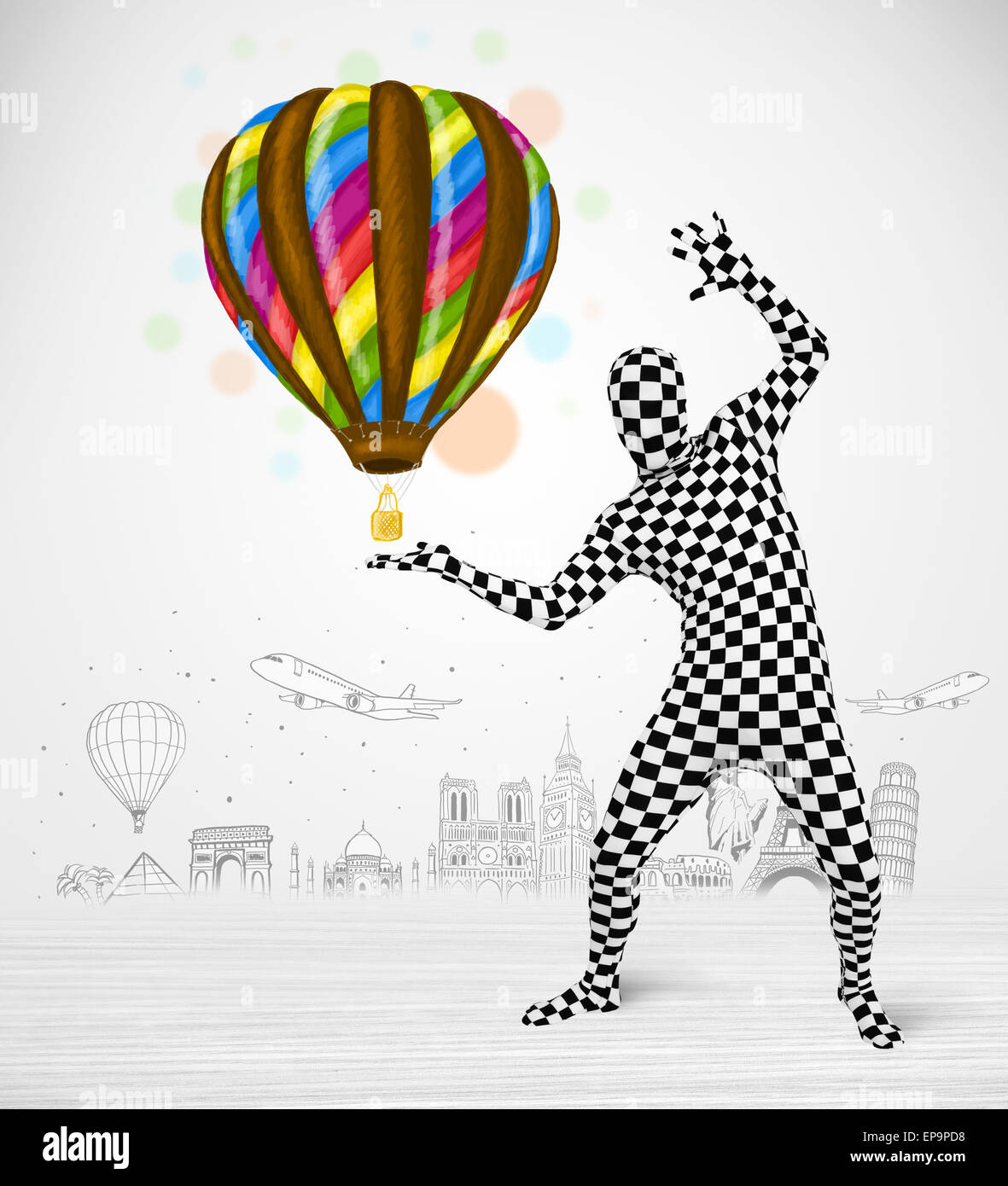man in full body suit holding balloon Stock Photo - Alamy