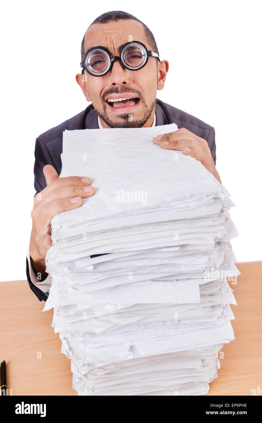 Man with too much work to do Stock Photo - Alamy