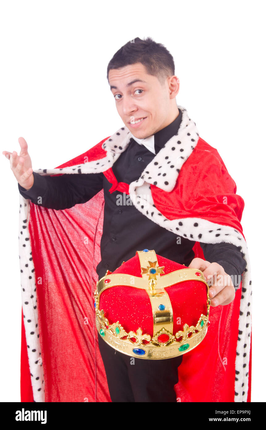 Businessman with crown isolated on white Stock Photo - Alamy