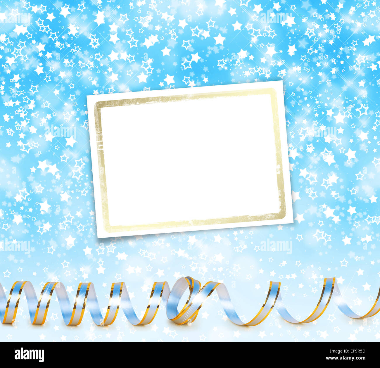 Greeting card with ribbons on a beautiful background with bokeh effect ...